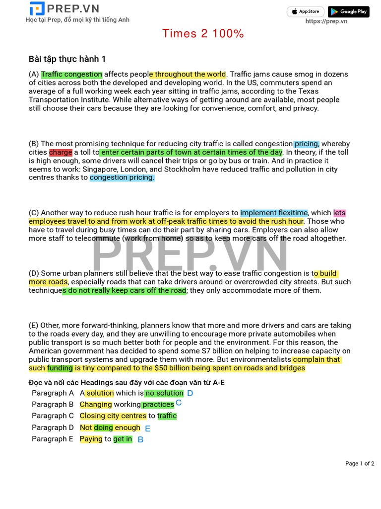 Đề đọc 1 | PDF | Traffic Congestion | Traffic