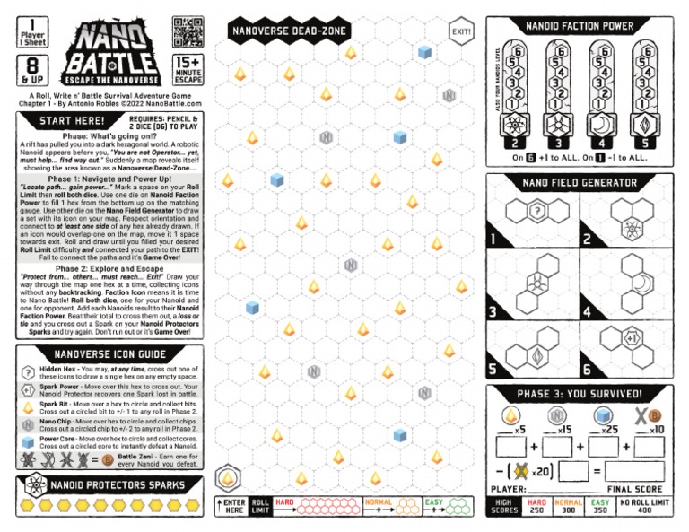 Nano Battle - Escape The Nanoverse - Roll and Write V3 | PDF