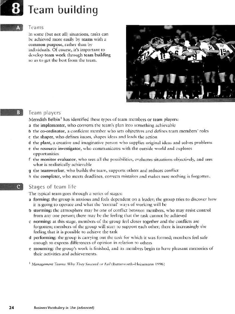 Unit 8 - Team Building - Business Vocabulary in Use - Advanced-20-21 | PDF