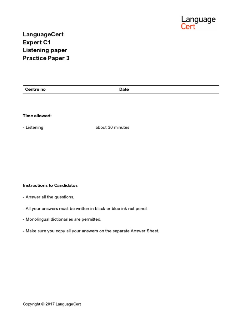 Language Cert C1 - Listening | PDF | Human Communication | Cognitive ...