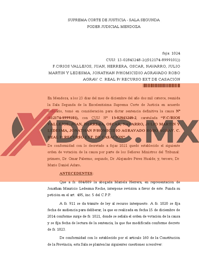 Revisión de Sentencia por Homicidio en Mendoza | PDF | Derecho penal | Castigos