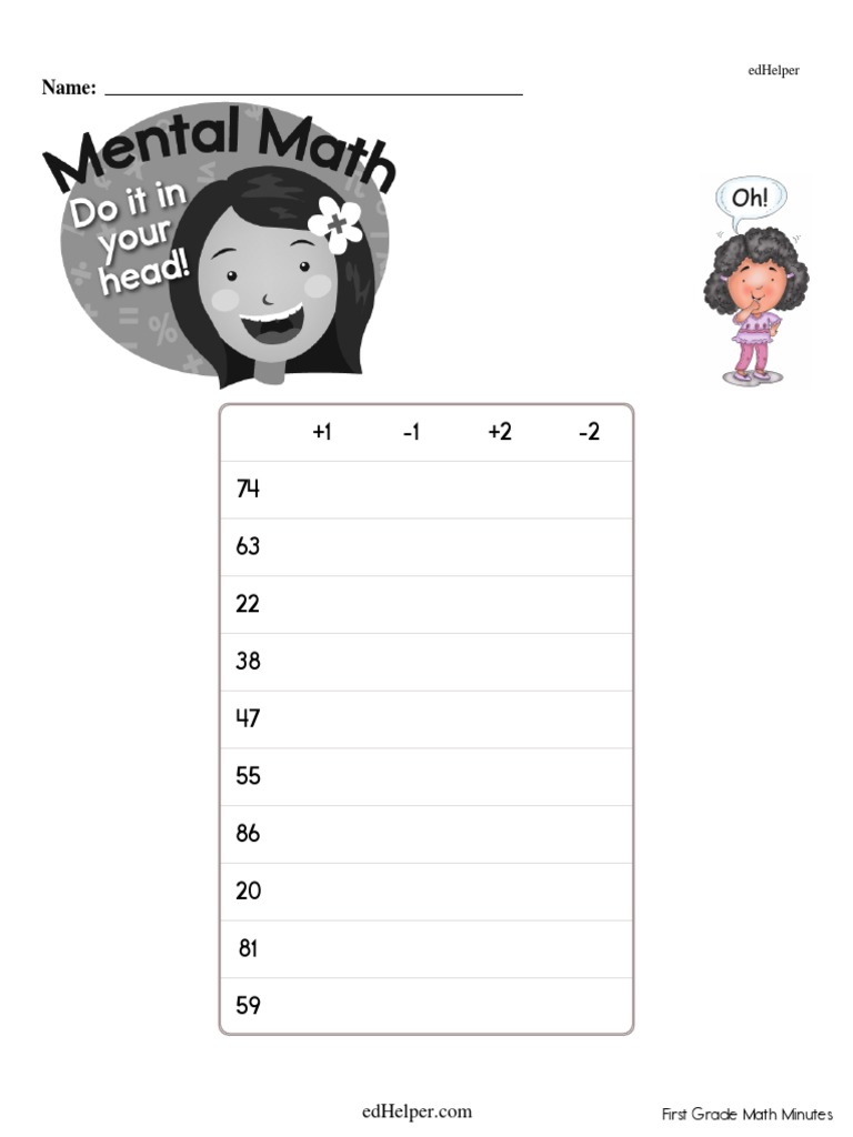 1st Grade Math Minutes Practice Worksheets | PDF