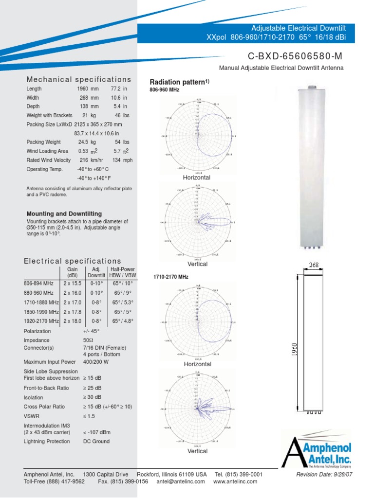 C-BXD-65606580-M: Mechanical Specifications | PDF | Antenna (Radio ...