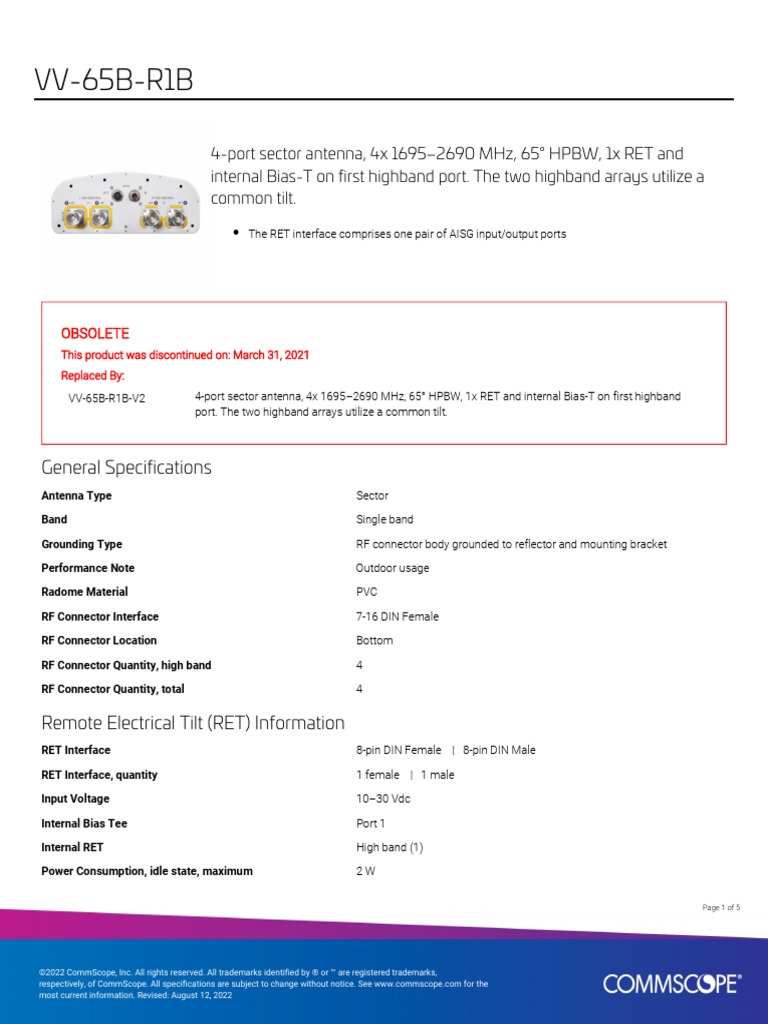 VV-65B-R1B Product Specifications | PDF | Antenna (Radio) | Decibel