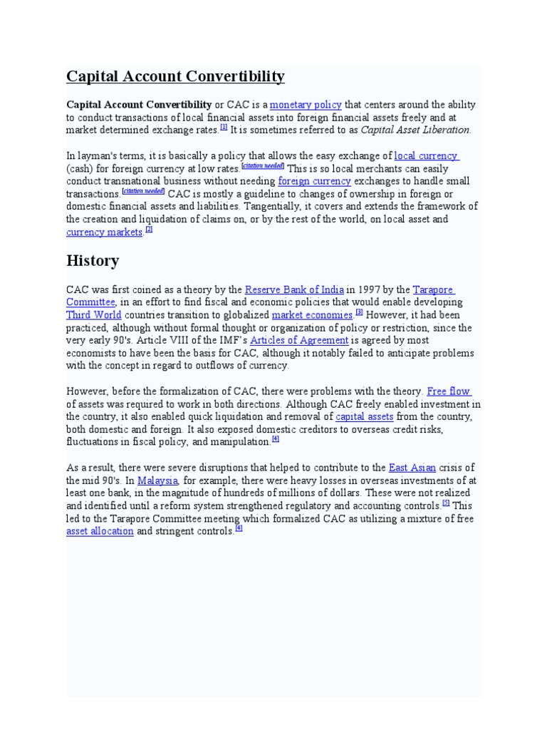 Capital Account Convertibility | PDF | Economics | Economies