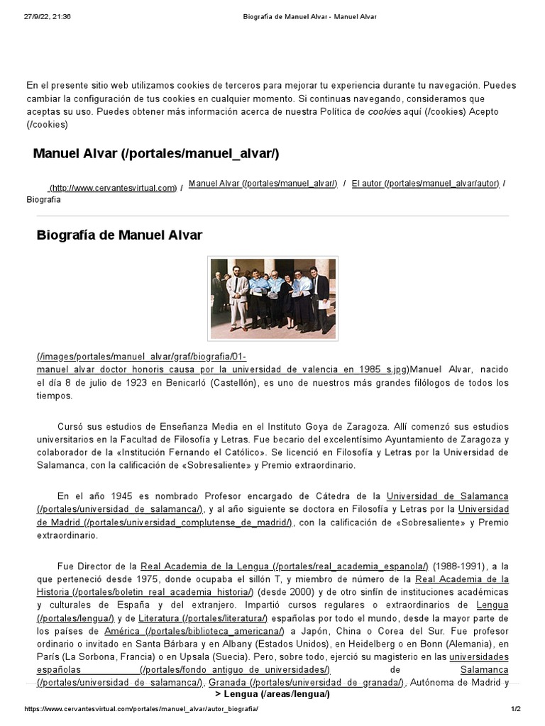 Biografía de Manuel Alvar - Manuel Alvar | PDF | Lingüística