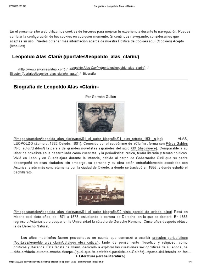 Biografía - Leopoldo Alas Clarín | PDF