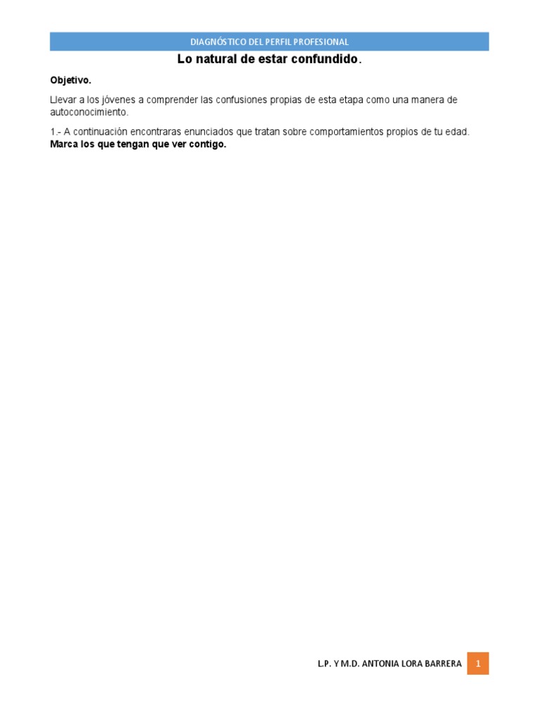Cuestionario Lo Natural de Estar Confundido | PDF Cuestionario Lo Natural de Estar Confundido | PDF