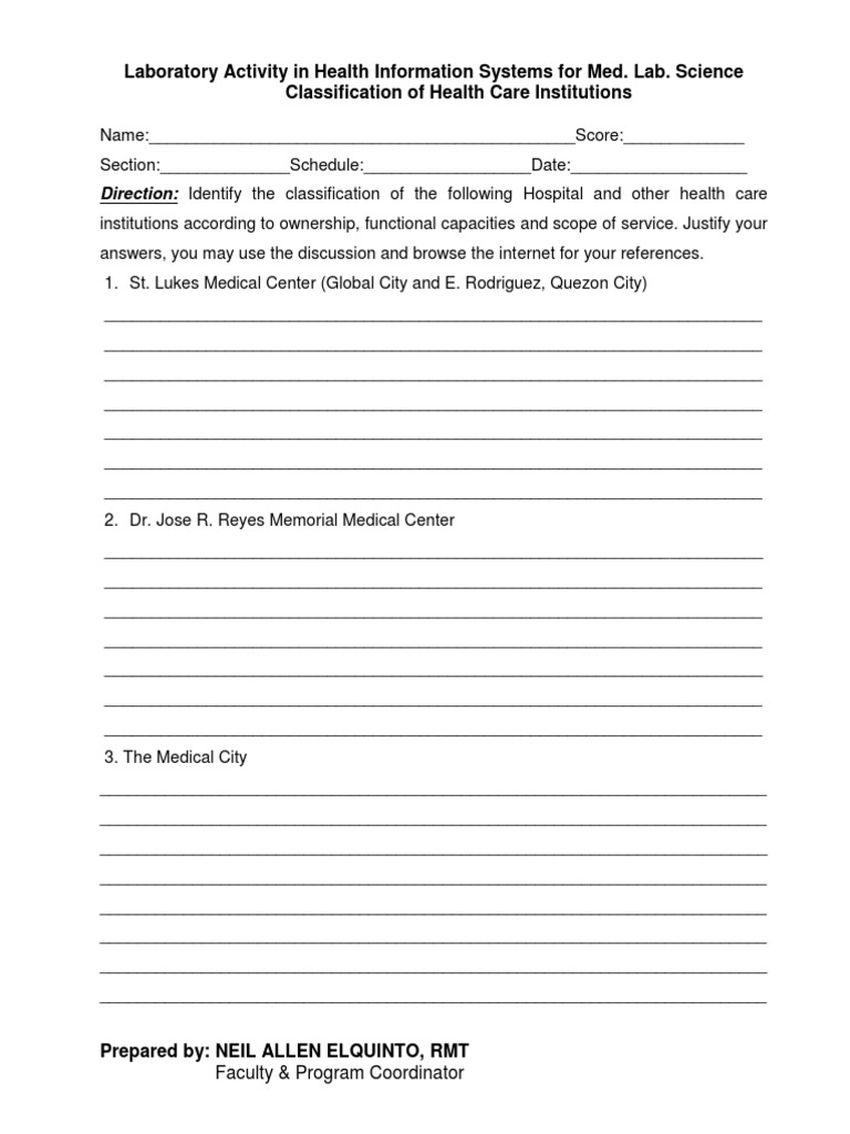 Classification of Health Care Facilities | PDF | Hospital | Medicine