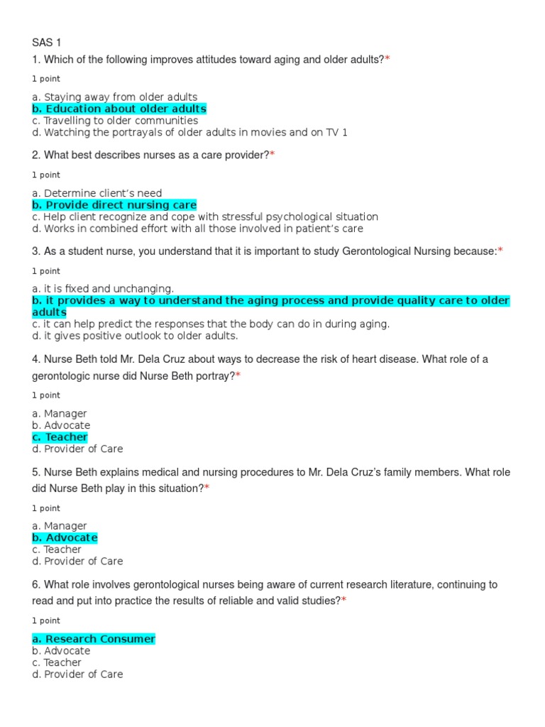 Nur 151 Cfu | PDF | Nursing | Gerontological Nursing