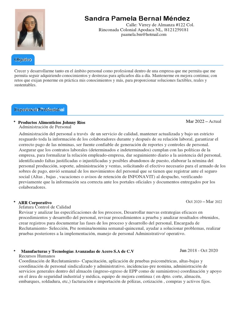 CV Pamela Bernal | PDF | Economias | Business