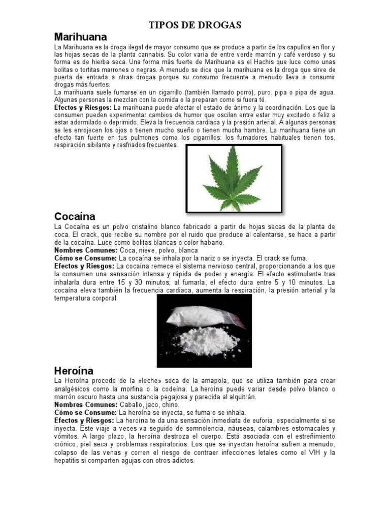 Tipos de Drogas | PDF | Cannabis (Droga) | Heroína
