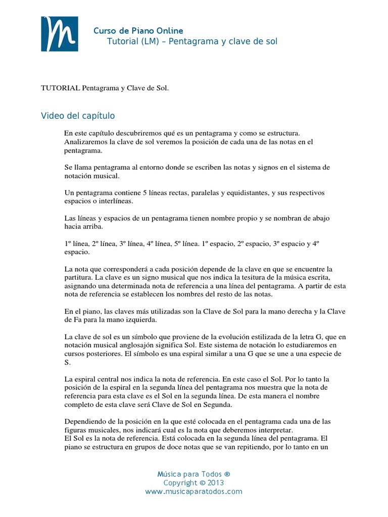 A001-Pentagrama y Clave de Sol | PDF | Clave | Notación musical