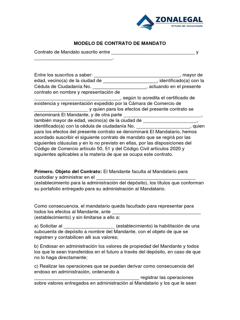 Modelo de Contrato de Mandato | PDF | Justicia | Crimen y violencia