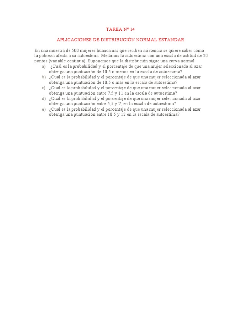 Aplicaciones de Distrib Normal - Tarea 10 | PDF | Crecimiento personal y profesional ...