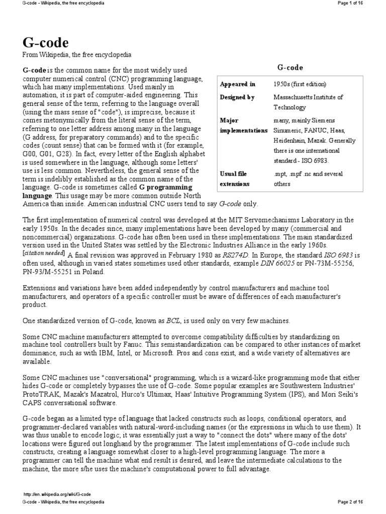G Code Wikipedia | Download Free PDF | Computing | Software