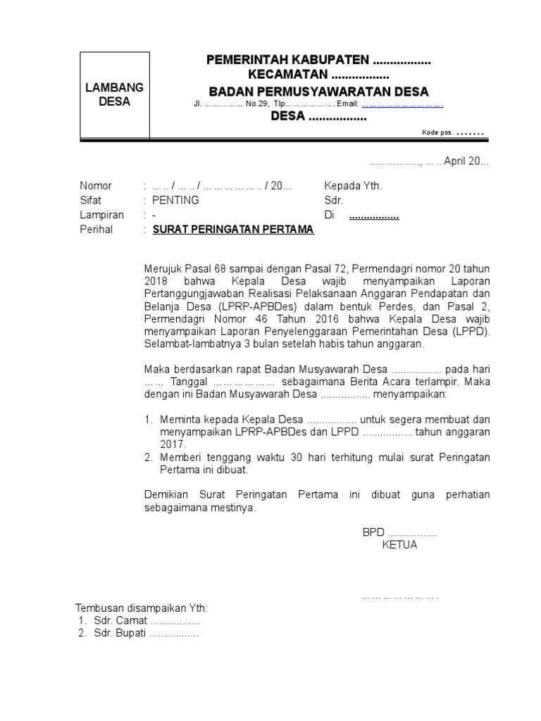 Surat Peringatan 1 | PDF