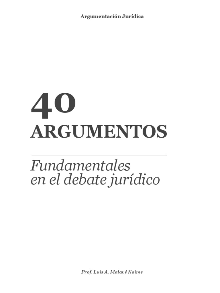 40 Argumentos Fundamentales en El Debate Jurídico | PDF | Argumento | Analogía