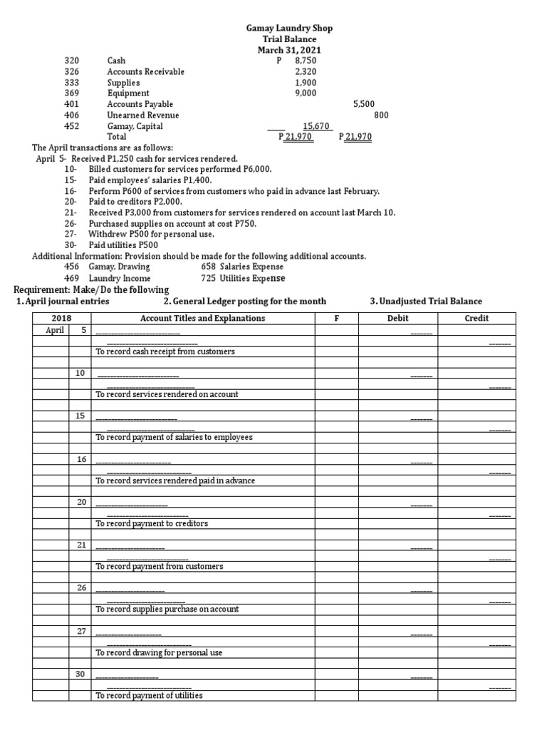 Accounting Journalizing Problem Pdf Debits And Credits Expense