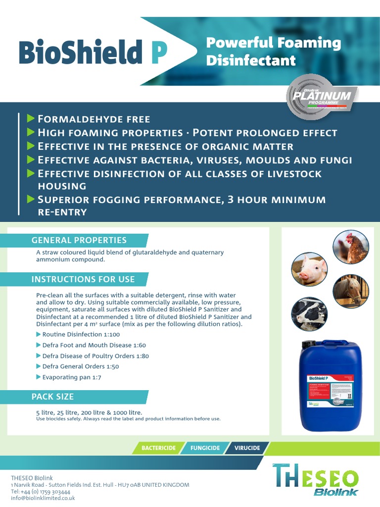 BioShield P Leaflet | PDF | Disinfectant | Chemistry
