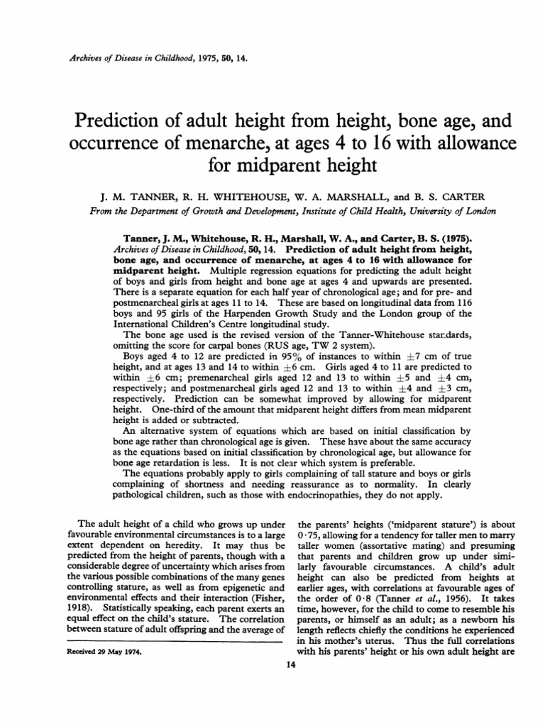 Tanner Growth Study | PDF | Errors And Residuals | Standard Deviation