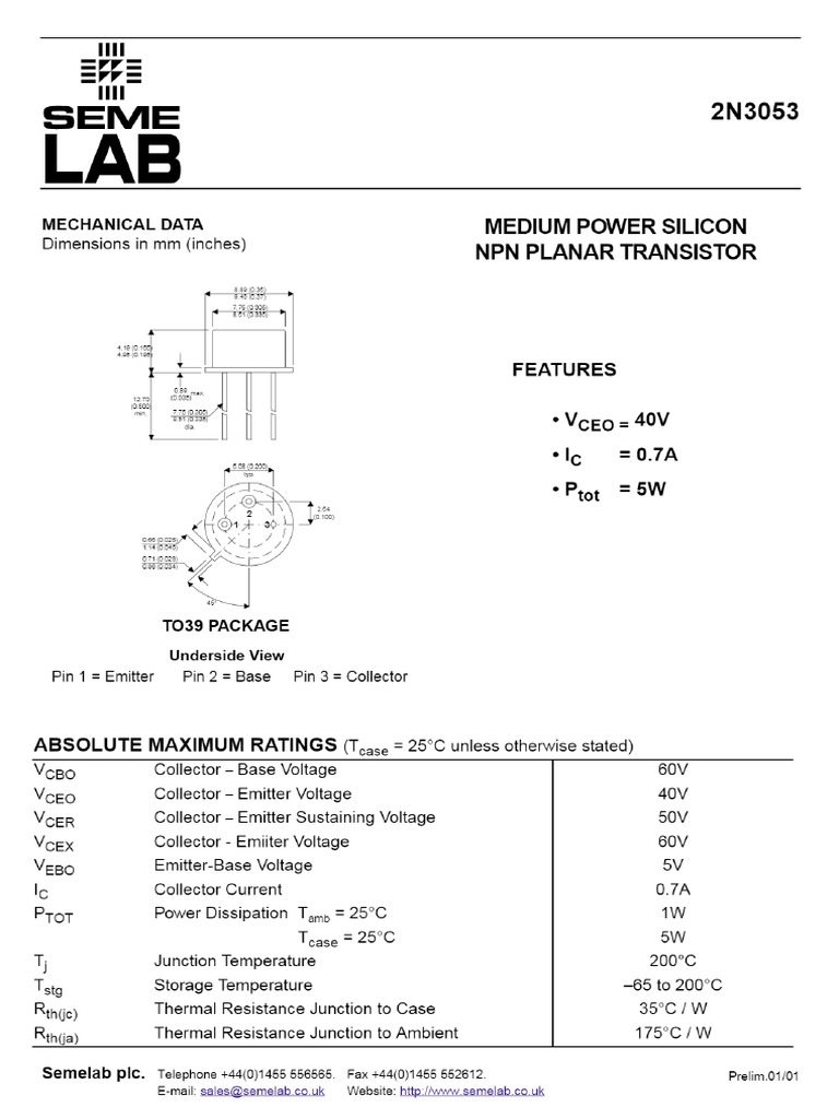 2N3053 - Transistor NPN | PDF