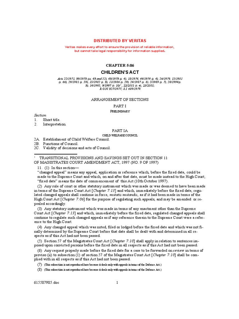 Childrens Act (Chapter 5-06) Amended | PDF | Legal Guardian | Witness