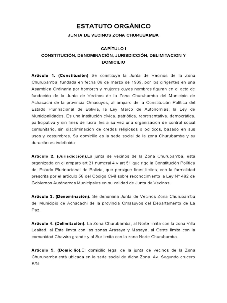 Estatuto Orgánico | PDF | Quórum | Bolivia