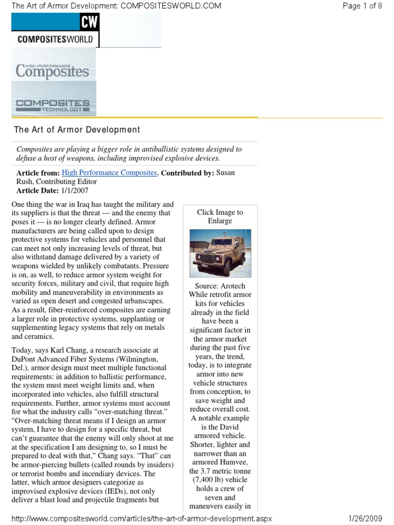The Art of Armor Development | PDF | Composite Material | Humvee