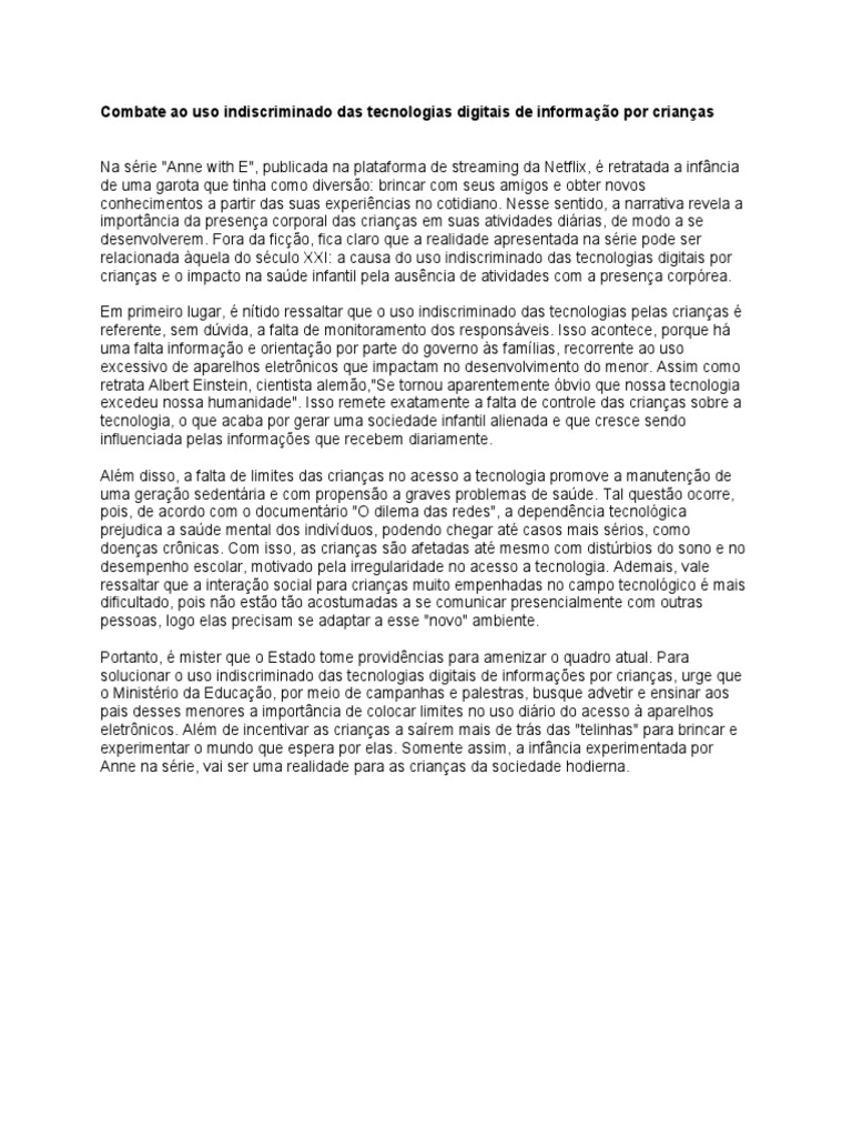 Combate ao uso indiscriminado das tecnologias digitais de informação ... Combate ao uso indiscriminado das tecnologias digitais de informação ...
