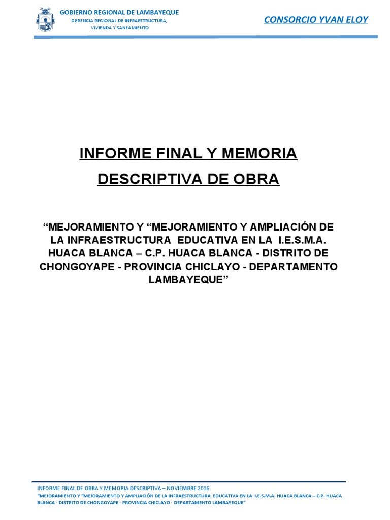 Informe Final de Obra | PDF | Elementos arquitectónicos | Construyendo tecnología