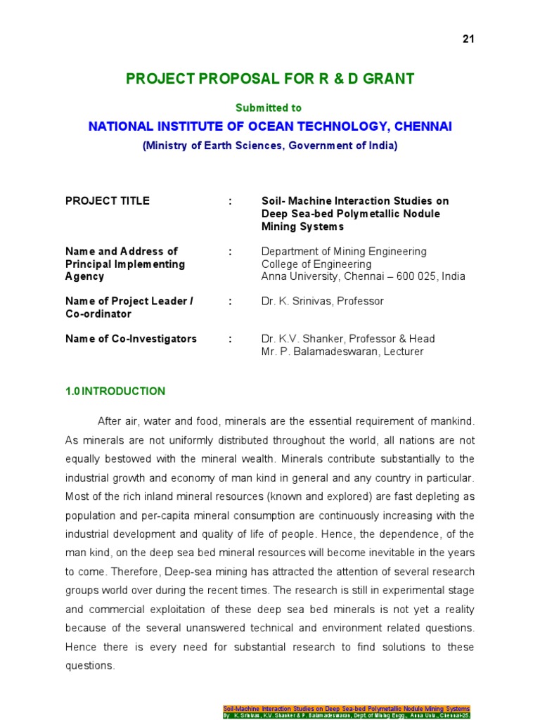 Project Proposal Niot Final1 | PDF | Hydrothermal Vent | Sea