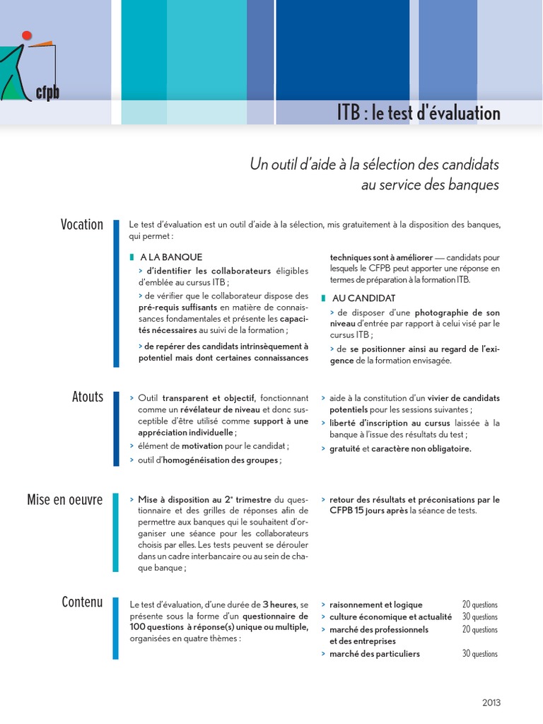 ITB: Le Test D'évaluation: Un Outil D'aide À La Sélection Des Candidats ...