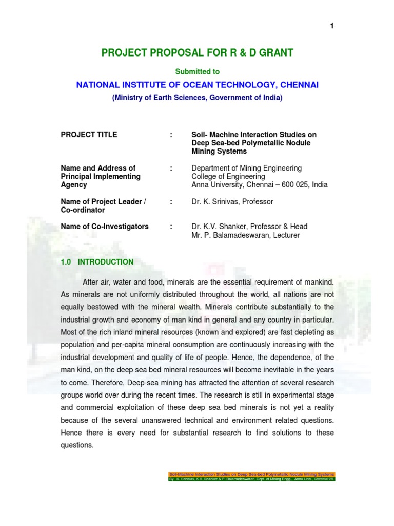 Project Proposal Niot Final1 | PDF | Hydrothermal Vent | Sea