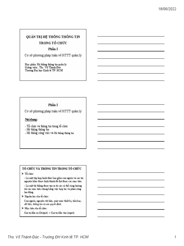 Slide Bai Giang HTTT - Phan I - 2022 | PDF