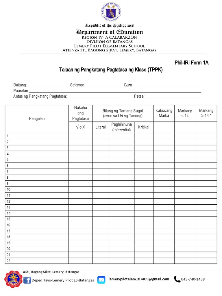 Group Screening Test Form Per Class | PDF