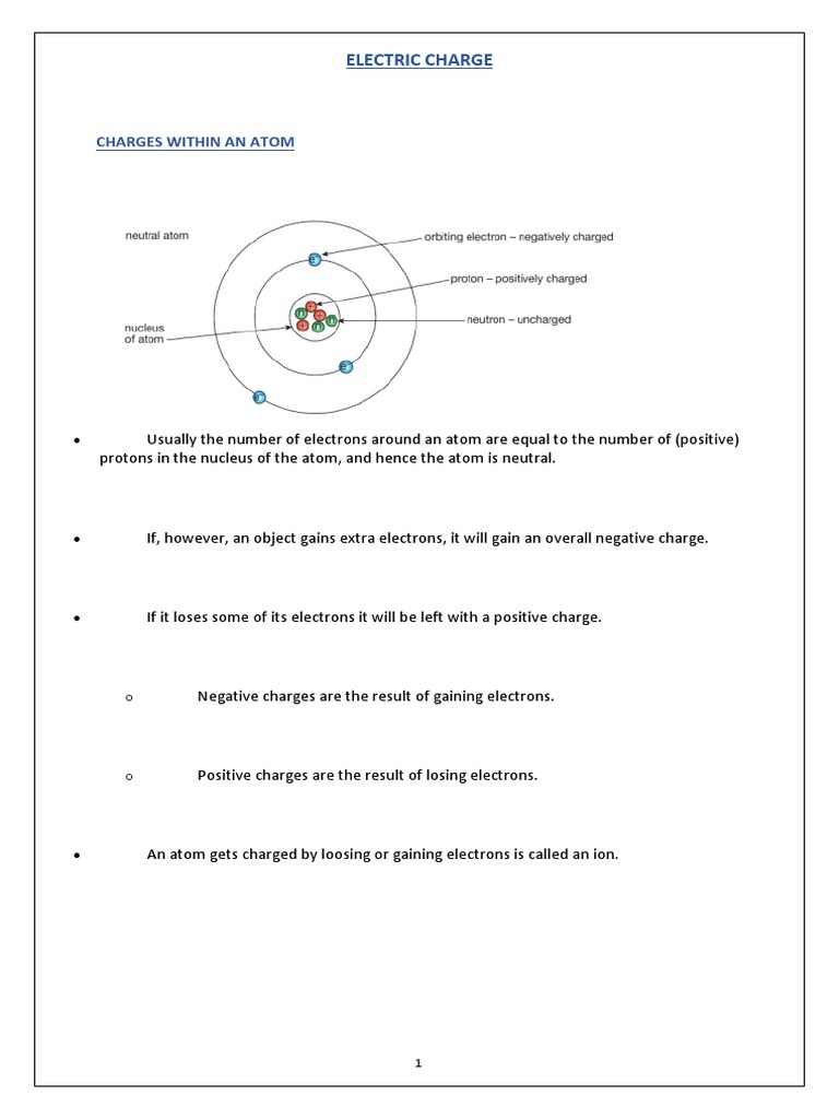 Electric Charge | PDF | Electric Charge | Electron
