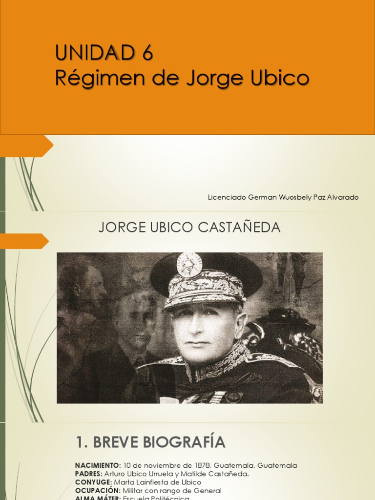 UNIDAD 6 - Régimen Jorge Ubico Castañeda | PDF | Guatemala | Centroamérica