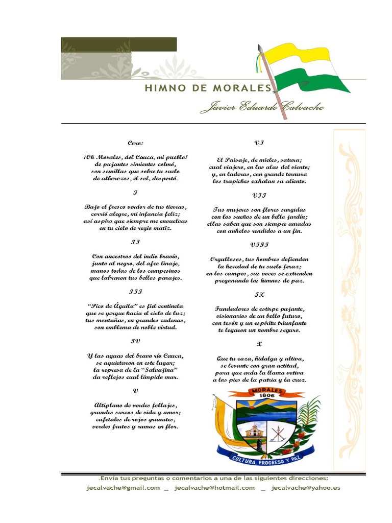 Himno de Morales Cauca | PDF