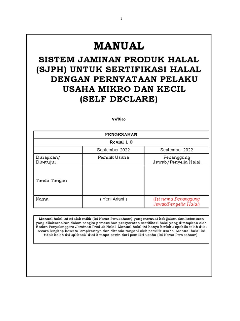 Oke Manual SJPH Self Declare Final (Format Utk PU) | PDF