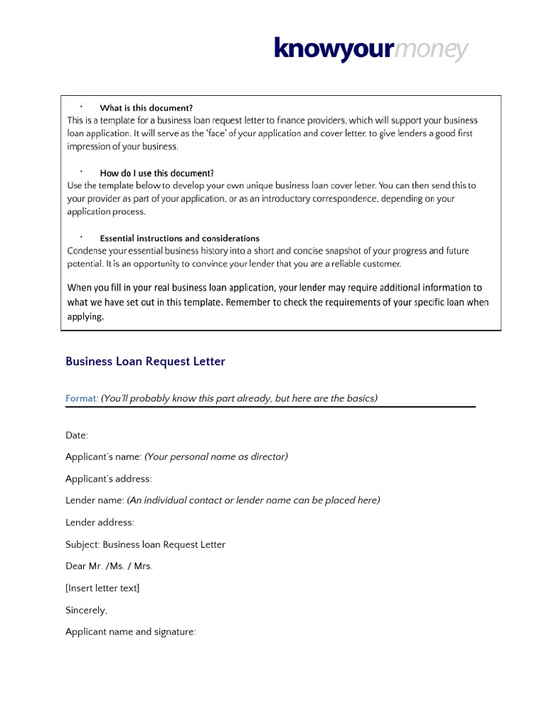 Business Loan Cover Letter Template | PDF | Loans | Debt