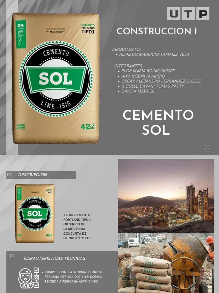 Ficha Técnica Cemento Sol Tipo I | PDF | Cemento | Hormigón