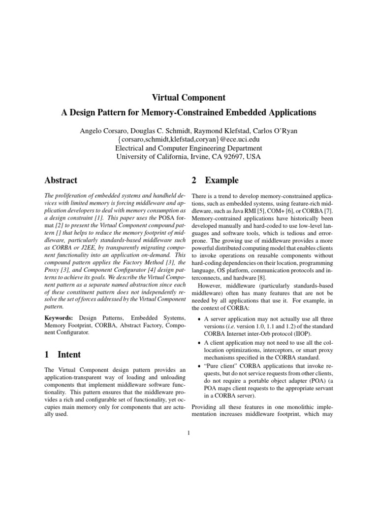 Virtual Component A Design Pattern For Memory-Constrained Embedded Applications | PDF | Common ...