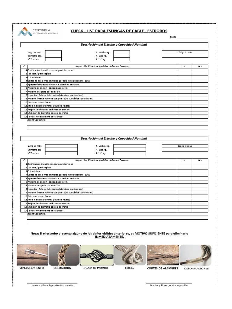 Propuesta Check List Eslinga de Cable - Estrobos | PDF | Ingeniería ... Propuesta Check List Eslinga de Cable - Estrobos | PDF | Ingeniería ...
