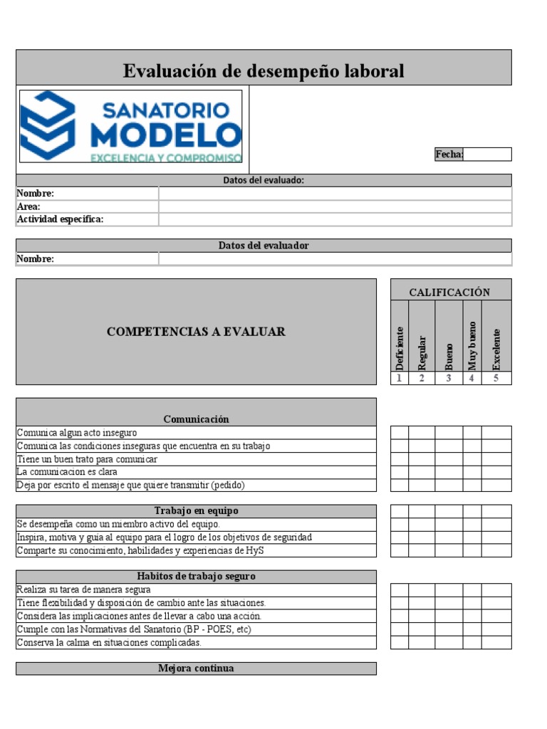 Evaluación de desempeño en seguridad laboral | PDF | Evaluación | Cognición