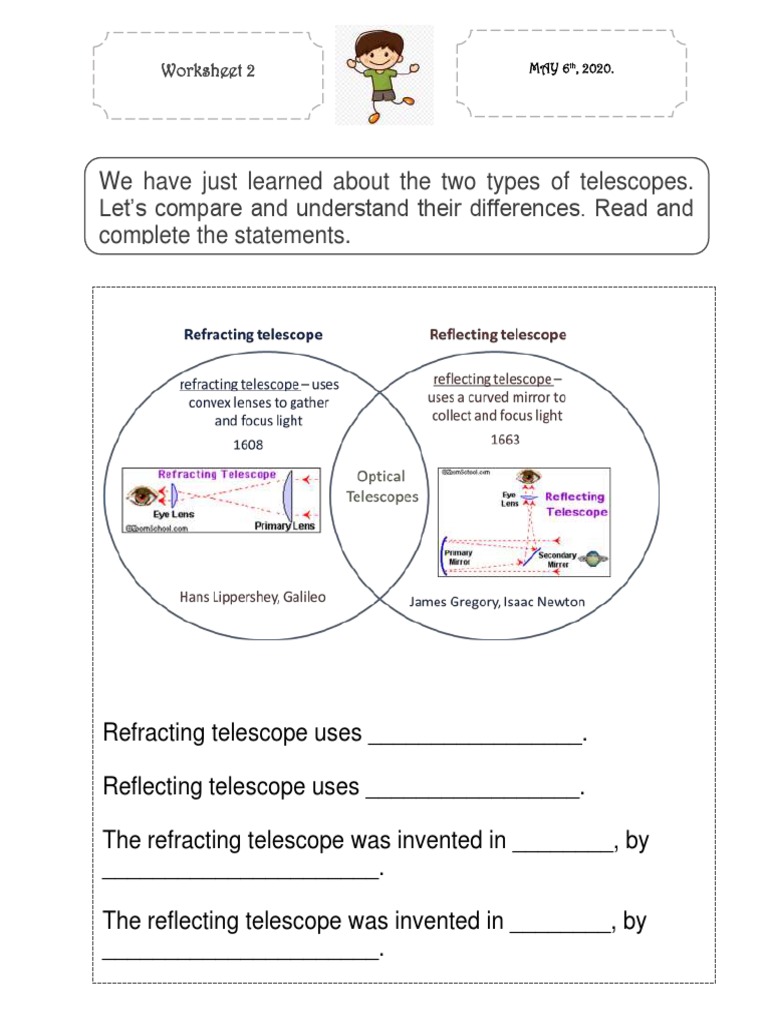 Science Worksheet Types of Telescopes May6 2020 | PDF | Science ...