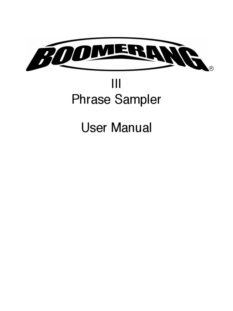 Boomerang III User Guide 2020 Update | PDF | Song Structure | Computing