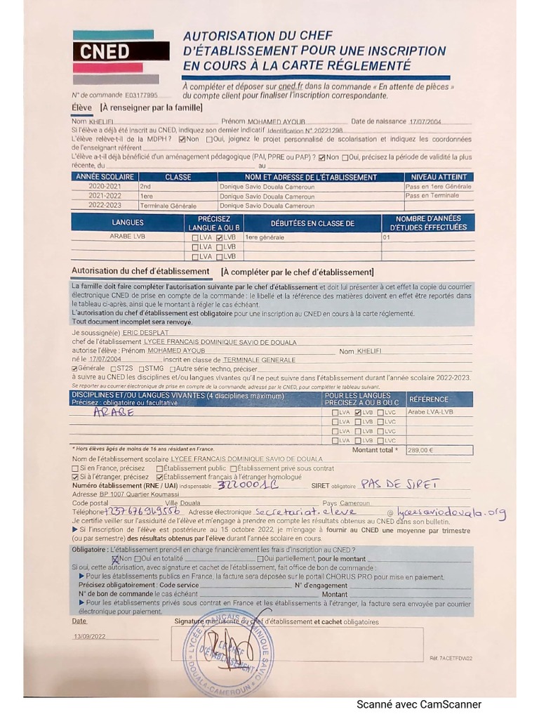 Autorisation Chef D'établissement | PDF