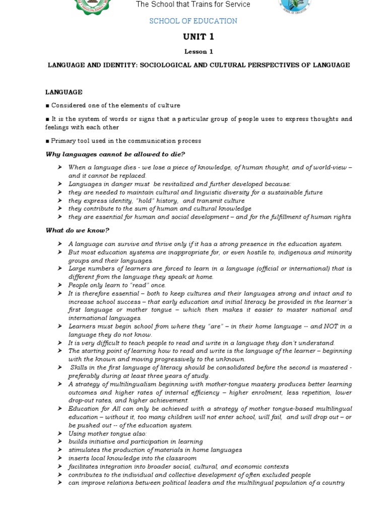 MTB MLE Unit 1 | PDF | Second Language Acquisition | Second Language