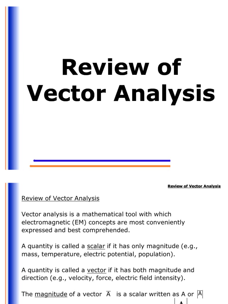 Review Vector Analysis | PDF | Euclidean Vector | Cartesian Coordinate ...